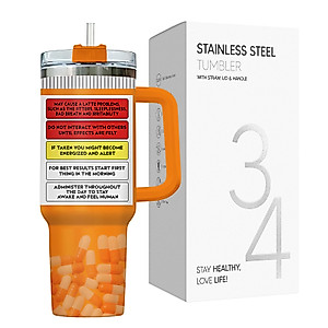 34HD Rx Prescription Tumbler with Handle and Straw, 40oz Prescription Coffee Cup, Coffee Lovers Gifts, Funny Medical Gifts for Phamarcists, Nurses, Doctors, Hospital Workers