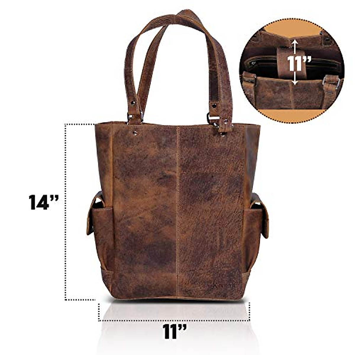 KomalC Genuine Soft Chicago Buff Leather Tote Bag Elegant Shopper Shoulder BagSALE (Grace)