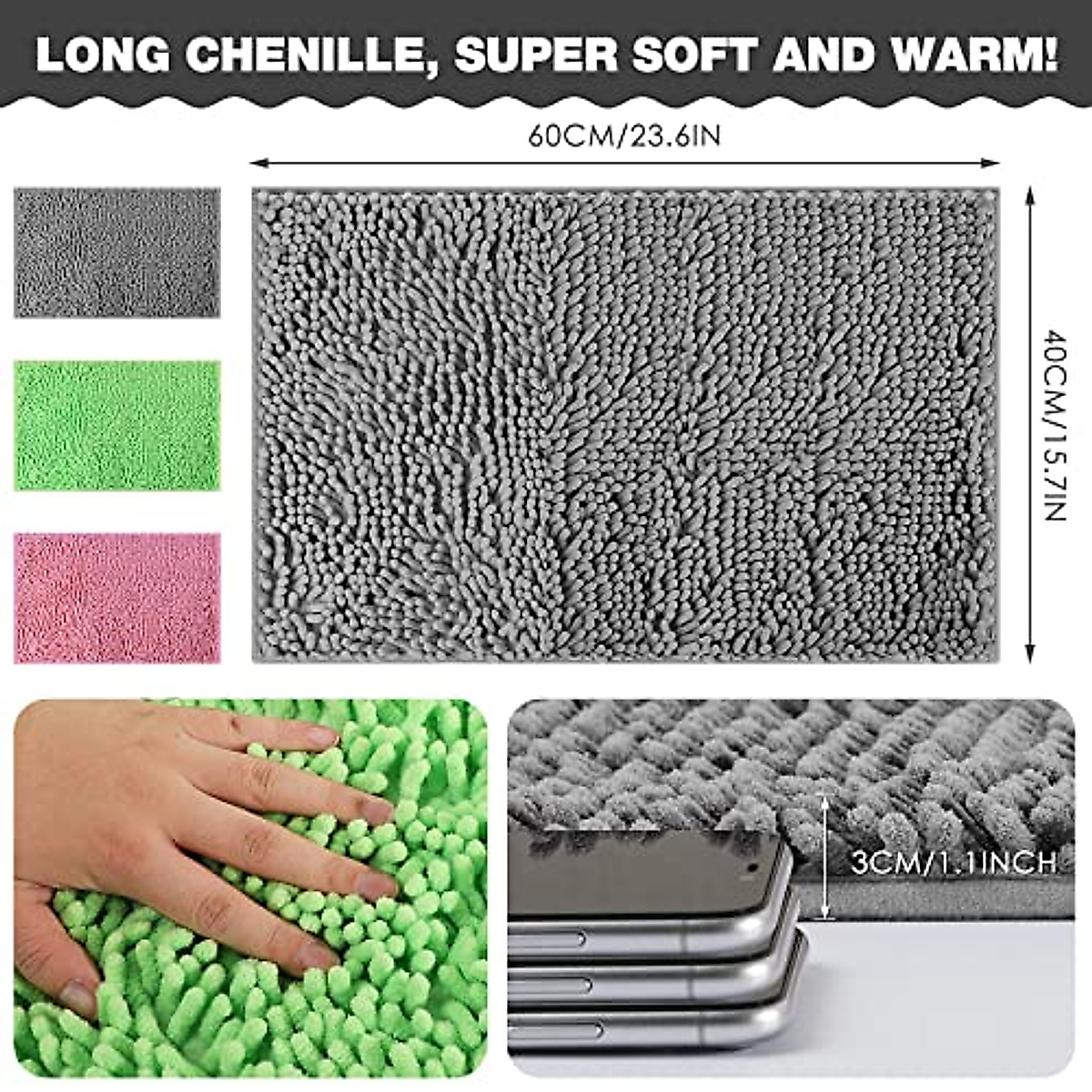 3 Pcs Guinea Pig Bedding Reusable Small Animal Guinea Pig Bed Fleece Guinea Pig Pee Pad Absorbency Washable Pet Soft Guinea Pig Cage Liner for Guinea Pigs Bunny Hamsters House (Pink, Green, Gray)