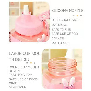 excvalues Kawaii Water Bottle with Straw Cute Large Water Bottles with Kawaii Stickers Aesthetic Leakproof Square Drinking Bottle (white 1)