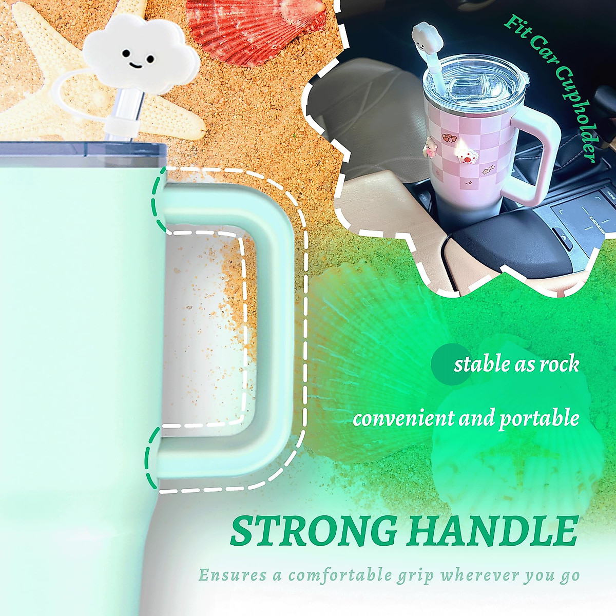 winiwo 40 oz Tumbler with Handle and Straw, D.I.Y Gift for Her, Stainless Steel Travel Mug, Iced Tea or Coffee, Insulated Tumbler with Stickers, Keeps Beverages Cold Up to 24 Hours