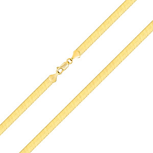 Nuragold 10k Yellow Gold 6mm Solid Herringbone Silky Flat High Polish Chain Necklace, Womens Mens Jewelry 16" 18" 20" 22" 24"