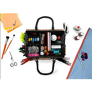 SINGER Storage Collapsible Tote Caddy, Sewing & Craft Storage, Polka Dot Print