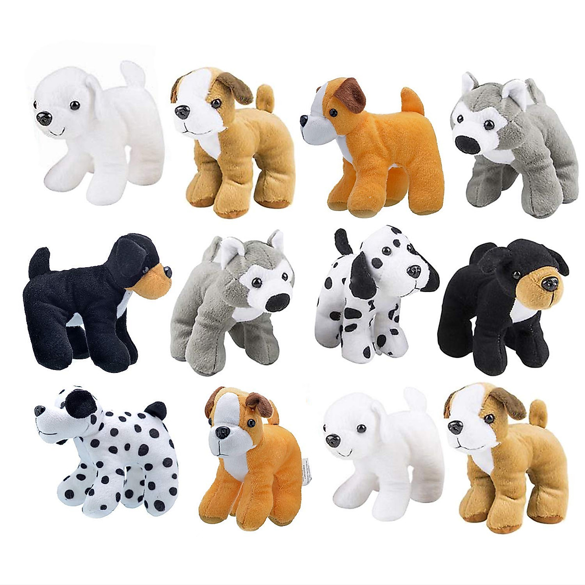 BULK 24 Plush Puppy Dog Stuffed Dog Animal Toys | Variety Pack Made of Soft Plush ● Great as a Party Favor, Gift, or Companion ● Pretend Play for Kids ● Dozen Puppy Assortment (24 Pack)