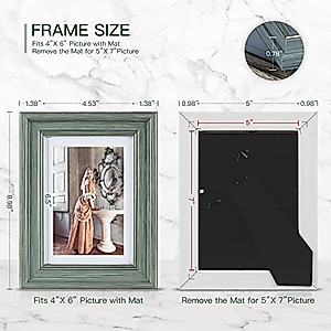 XUANLUO 3 Pack 5x7 Inch Picture Frames Farmhouse Rustic Vintage Distressed Wood Grain Photo Frame with Tempered Glass for Table Top Display and Wall Hanging