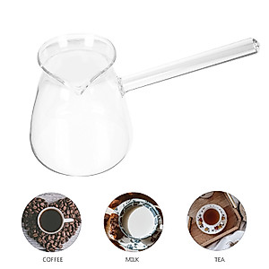 Zerodeko Classics Turkish Coffee Pot Borosilicate Glass Stovetop Tea Maker Jazzva Cezve Briki Heat Resistant Milk Warmer Hot Chocolate Maker 450ml