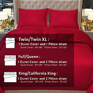 Red Nomad Luxury Duvet Cover & Pillow Shams Set, 3 Pieces, Full/Queen, Burgundy