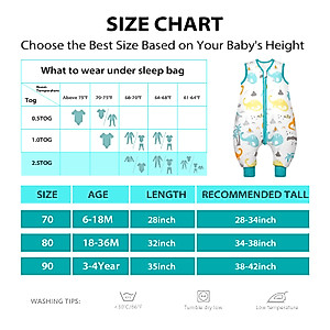 Mosebears Baby Sleep Sack with Feet，Baby Winter Sleep Sack for Toddler Thicken 2.5 TOG (3-4T Years, Baby height 38-42 inches)