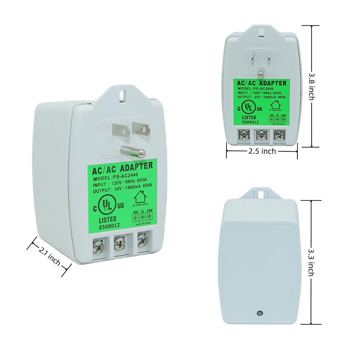 24VAC 40VA Plug in Doorbell Transformer Compatible with All of Doorbell Nest Ecobee Sensi and Honeywell Thermostat with UL Certificate