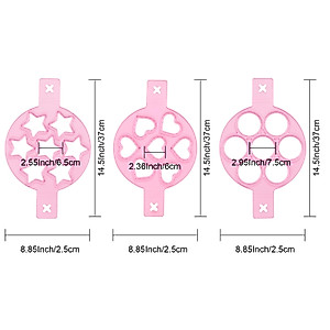 BASEPOW 3 Pcs Silicone Pancake Mold,Flip N Cook Pancake Maker,Reusable Egg Mold Ring Pancake Maker (Pink)
