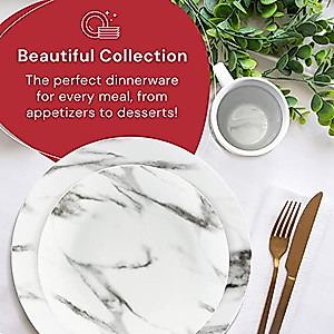 Marble Plates and Bowls Sets, Modern Dinnerware Set, Kitchen Dinnerware Sets, Indoor and Outdoor Plates, 16-Piece Kitchen Plates and Bowls Set with Mugs, Dishwasher Safe - Safdie & Co