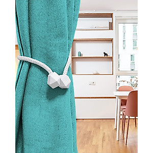 OySeyFo 8 Pack Magnetic Curtain Tiebacks, Drapery Holdbacks with Upgraded Magnet Convenient Drape Tie Backs European Style Decorative Curtain Ties for Home&Office Window Draperies(White)