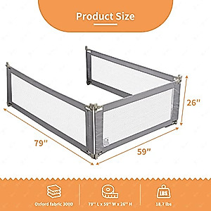 wanan Bed Rail for Toddlers, 3 Pieces Extra Long Baby Bed Rail Guard for Kids, All-Round Sturdy Baby Bed Fence, Infants Safety Bed Guardrail, Fit Queen King Mattress (Gray Without Pattern, Queen)