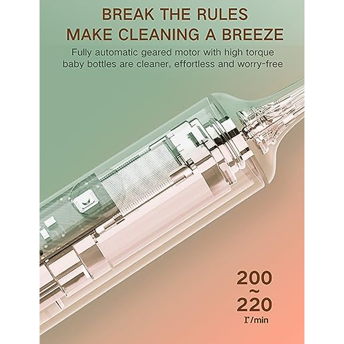 Bottle Spark Bottle Cleaner, Electric Silicone Bottle Brush Set, Bottle Cleaning Brush for Bottles, Baby Bottles, Sports Bottle, Vase, Glassware, Smaller Diameter Bottle Openings (Green)