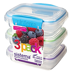 Sistema Klip It Accents Collection Food Storage Containers 6.7 Ounce/.8 cup each, Set of 6, Assorted Colors