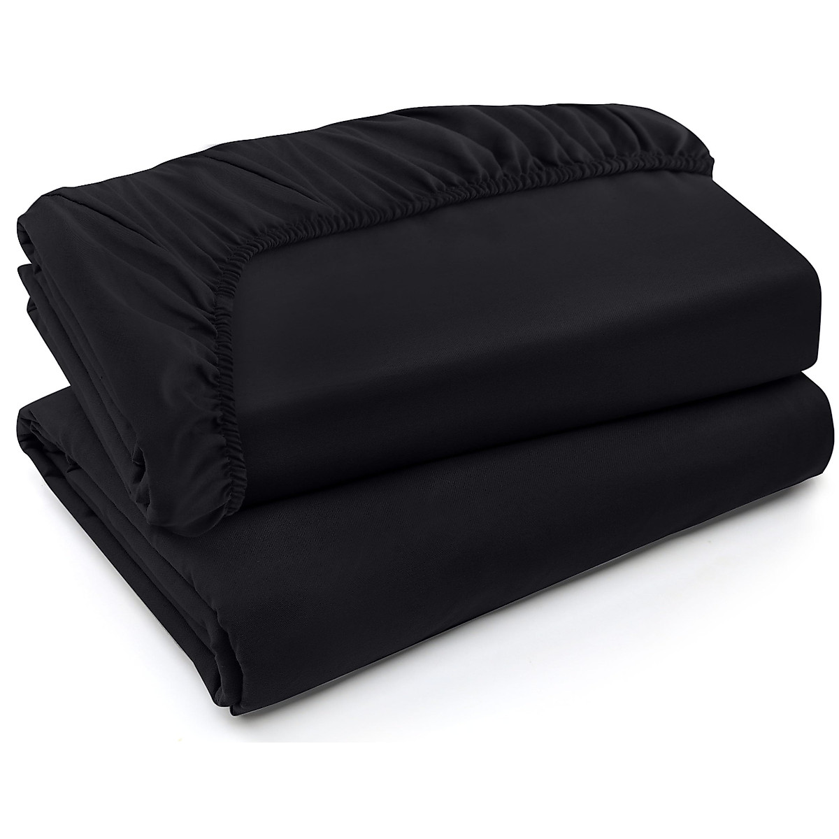 Utopia Bedding Fitted Sheet - Pack of 2 Bottom Sheets - Soft Brushed Microfiber - Deep Pockets, Shrinkage & Fade Resistant - Easy Care (Full, Black)