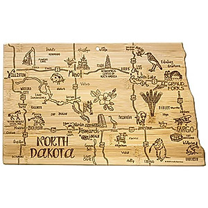 Totally Bamboo Destination North Dakota State Shaped Serving and Cutting Board, Includes Hang Tie for Wall Display