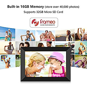 FRAMEO Digital Photo Frame WiFi 10.1 Inch HD IPS LCD Touch Screen, 16GB Memory, Auto-Rotate, Wall-Mountable, Easy Setup to Share Photos & Videos via Free App from Anywhere