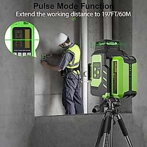 Huepar Laser Level 360 Self Leveling with 2 Batteries, Professional High Brightness 3 x 360° Cross Line Green Laser Level, 3D Laser Level for Construction or Renovation