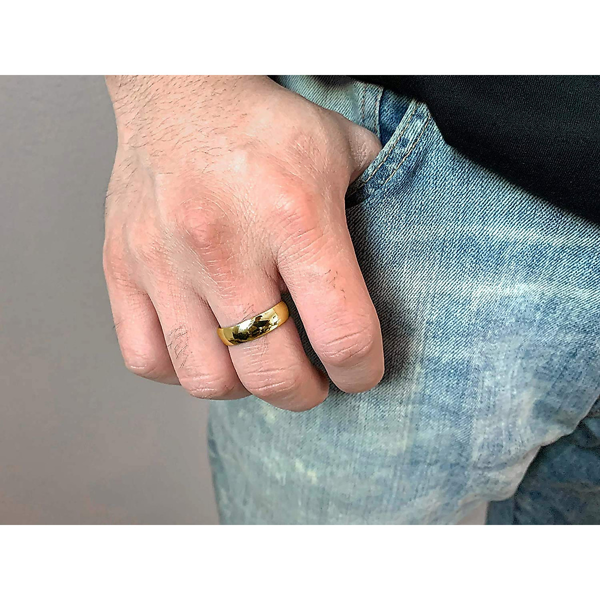 Tioneer Jewelry | Sterling Silver Plain Dome Wedding Band | Wedding Band for Women & Men | Sterling Silver Jewelry, Gold, 4mm, Size 8