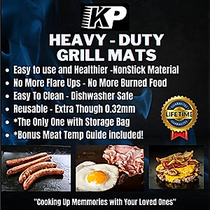 Kitchen perfection 2 Magical BBQ Grill Mat for Gas Grill - Heavy Duty Extreme Heat Resistant 600 F Grill Mats for Outdoor Grill -Non Stick, Reusable and Easy to Clean |Superior Value Set +3 Bonuses