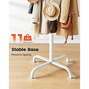 Pipishell Coat Rack with 14 Hooks, Freestanding Coat Rack Stand for Entryway, Hallway, Bedroom, and Office, Metal Coat Tree & Hat Rack for Coats, Hats, and Bags, White