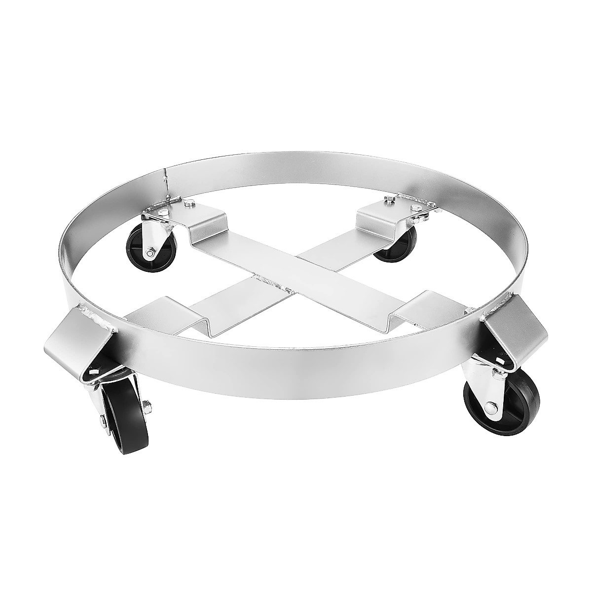 PENTAGON TOOLS 30-Gallon Drum and Garbage Can Dolly – Heavy-Duty Metal Dolly with Cross Braces and Caster Wheels – 1,000-Pound Capacity (Silver)