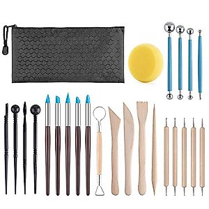 Clay Tools Kit, 25 PCS Polymer Clay Tools, Ceramics Clay Sculpting Tools Kits, Air Dry Clay Tool Set for Adults, Kids, Pottery Craft, Baking, Carving, Drawing, Dotting, Molding, Modeling, Shaping