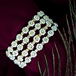 Efulgenz Pearl Bangles for Women Indian Bangles Faux Pearl White Pearl Indian Bangles Crystal Traditional Wedding Bracelet Bangle Set Bolloywood Jewelry