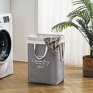 TECHMILLY 72L Large Laundry Hamper with Removable Bag, Collapsible Laundry Basket with Rope Handles, Dirty Clothes Hamper for Bedroom, Living Room, Clothes Toys Organizer, Grey