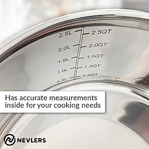 Nevlers Stainless Steel 3 Quart Steamer Pot with 2 Quart Steamer Insert plus Vented Lid - 3 Piece Set - Safe and Durable - Great Addition to Every Kitchen