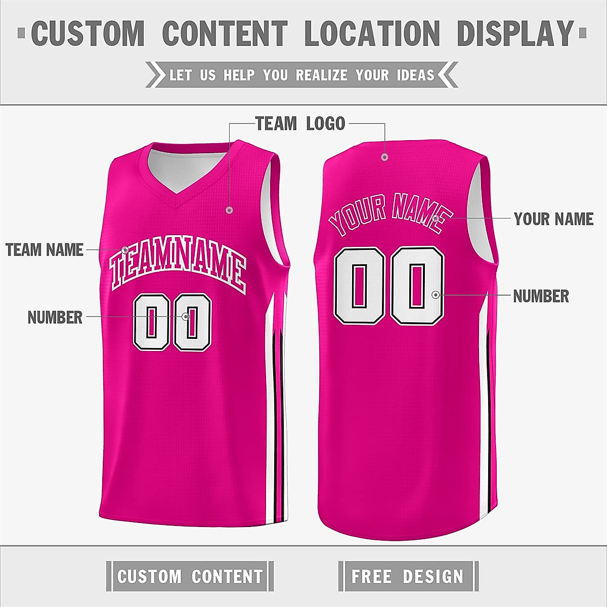 Custom Basketball Jersey for Men &Boy,Blank Athletic Uniform Personalized Printed Team Name Number Logo Pink&white-16