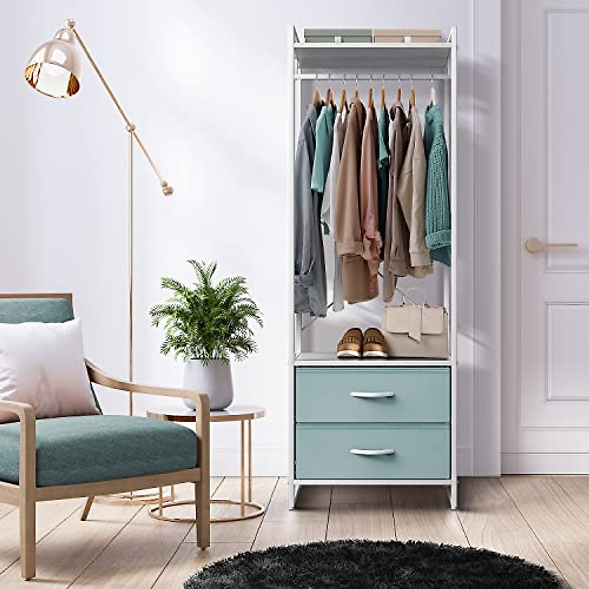 Sorbus Premium Cothing Rack with Drawers - Heavy Duty Wardrobe Closet with Metal Frame & Wooden Top - 70Inch Tall Garment Rack- Lightweight Freestanding Coat Closet - for Hallway, Bedroom