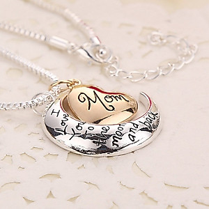Blerameng Mother Thanksgiving Christmas Gift Necklace, I love you to the moon and back,Valentine's Day Mother's Day Pendant for Mother