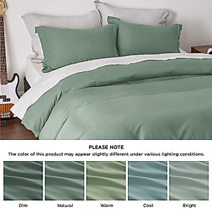 Bedsure Sage Green Duvet Cover Full Size - Soft Double Brushed Duvet Cover for Kids with Zipper Closure, 3 Pieces, includes 1 Duvet Cover (80"x90") & 2 Pillow Shams, NO Comforter