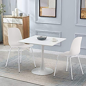 thksbought Set of 4 Dining Chairs with Legs for Kitchen Living Room(Matte White)