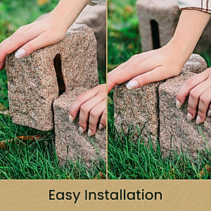 Beuta Greystone Right Turn Block – Landscape Edging for Lawn & Garden, Easy No Dig Installation and Connects to Other Beuta Blocks, Heavy Duty Composite Resin Flex Wall Stone - 1 pc.