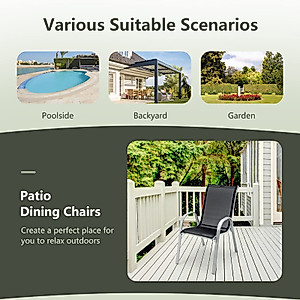 Tangkula 4 Pieces Patio Dining Chairs, Outdoor Stackable All Weather Heavy Duty Dining Chairs Set with Armrests, Support 330 LBS, for Poolside, Backyard, Garden, Deck, Front Porch (Black)