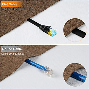 MUKSIRON Cat6 Ethernet Cable 30 ft, Flat - Solid Internet Network LAN Patch Cord – Cat 6 High Speed Computer Wire with Clips & Rj45 Connectors for Router,Modem,PS,Xbox - 30 feet Black