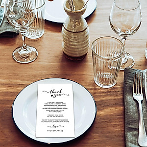 50 Wedding Thank You Place Cards, Wedding Thank You Table Signs, Menu Place Setting Card Notes and Placement Thank You Note Favors for Weddings, Receptions, Rehearsals, Dinner Parties, and Events.