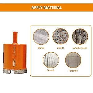 BGTEC Diamond Core Drill Bit, 2" 50mmWelded Diamond Wet Drilling for Marble, Granite, Artificial Stone, Ceramic Tile