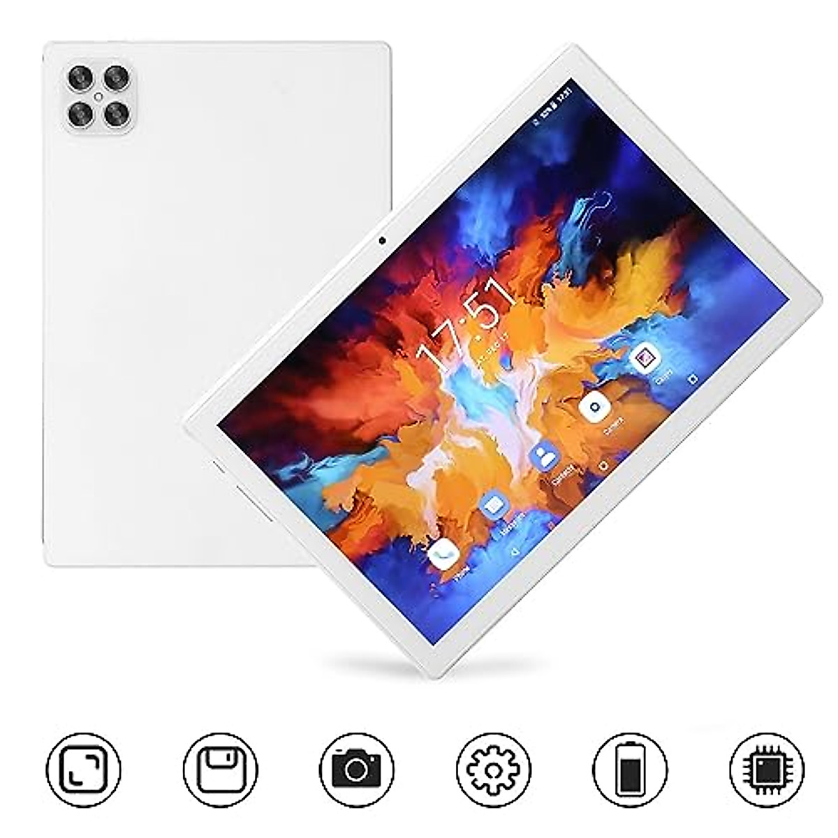 HD Tablet, 1920x1200 Front 8MP Rear 20MP 4G LTE 10.1 Inch Tablet 8 Core CPU 12GB 256GB US Plug 100‑240V with BT Keyboard for Travel (#1)