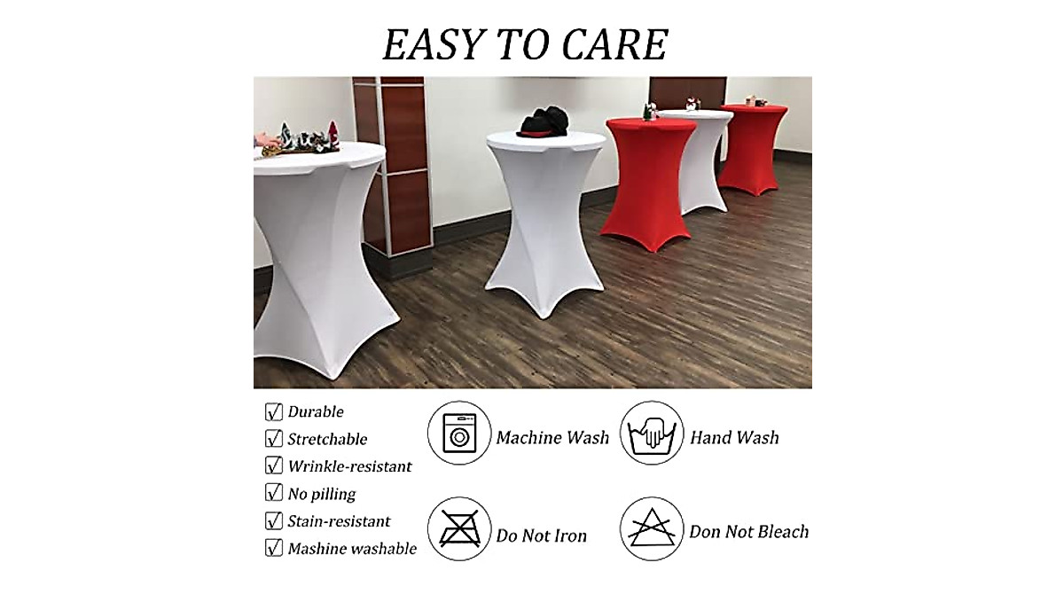 Fitted White Spandex Cocktail Table Covers 32x43" 4 Pack | Events