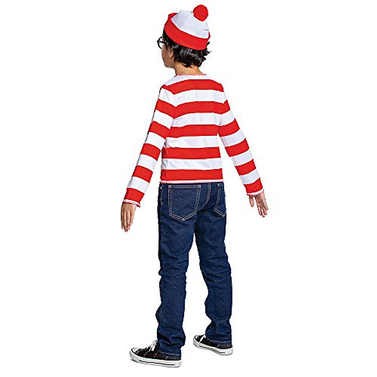 Wheres Waldo Halloween Costume, Official Waldo Costume Set with Shirt and Cap with Glasses Outfit, Classic Child Size Extra Small (3T-4T) Multicolored
