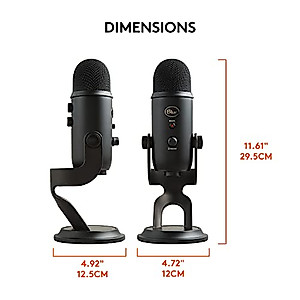 Blue Yeti USB Microphone for PC, Mac, Gaming, Recording, Streaming, Podcasting, Studio and Computer Condenser Mic with Blue VO!CE effects, 4 Pickup Patterns, Plug and Play – Blackout