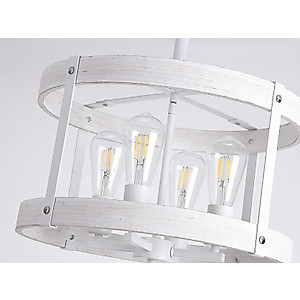 Hchunqjor Modern Farmhouse Flush Mount Light Fixture, 16.5in Distressed Wood Cage, for Kitchen Entryway Living Room