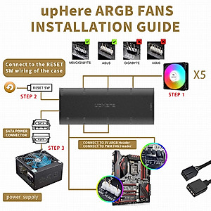 upHere 120mm Black ARGB Computer Case Fans 5-Pack,High Performance Cooling 4pin PWM CPU Fan Low Noise Hydraulic Bearing Long Life Up to 40,000 Hours,Compatible with Desktop,NK1207-5