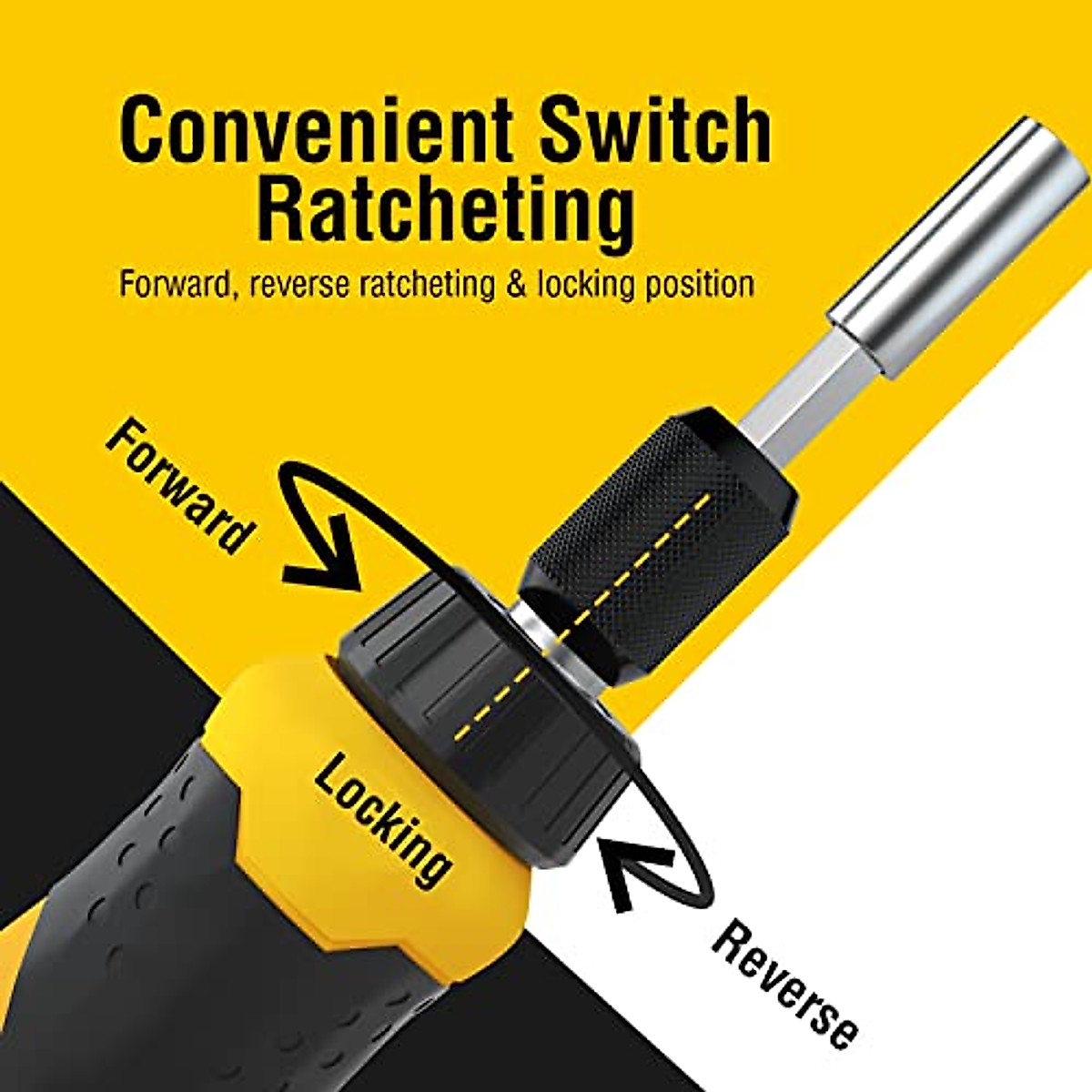 AZUNO 24 IN 1 Ratchet Screwdriver Set with Universal Socket, 20 CRV Bits Stored in Handle, 12+8 Slotted/Philips/Torx/Hex/Square Sand Blasted Bits and Chrome Plated Precision bits.