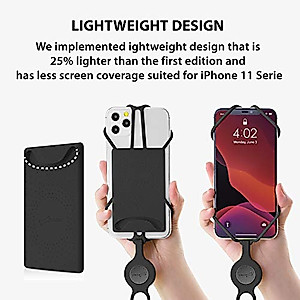 【Bone】 Crossbody Lanyard Phone Tie 2nd Card Holder for Phone Universal Crossbody Phone Lanyard for iPhone 13 12 11 Pro Max Mini, Adjustable Silicone Lanyard, Fits Phone 4-6.7" - Black