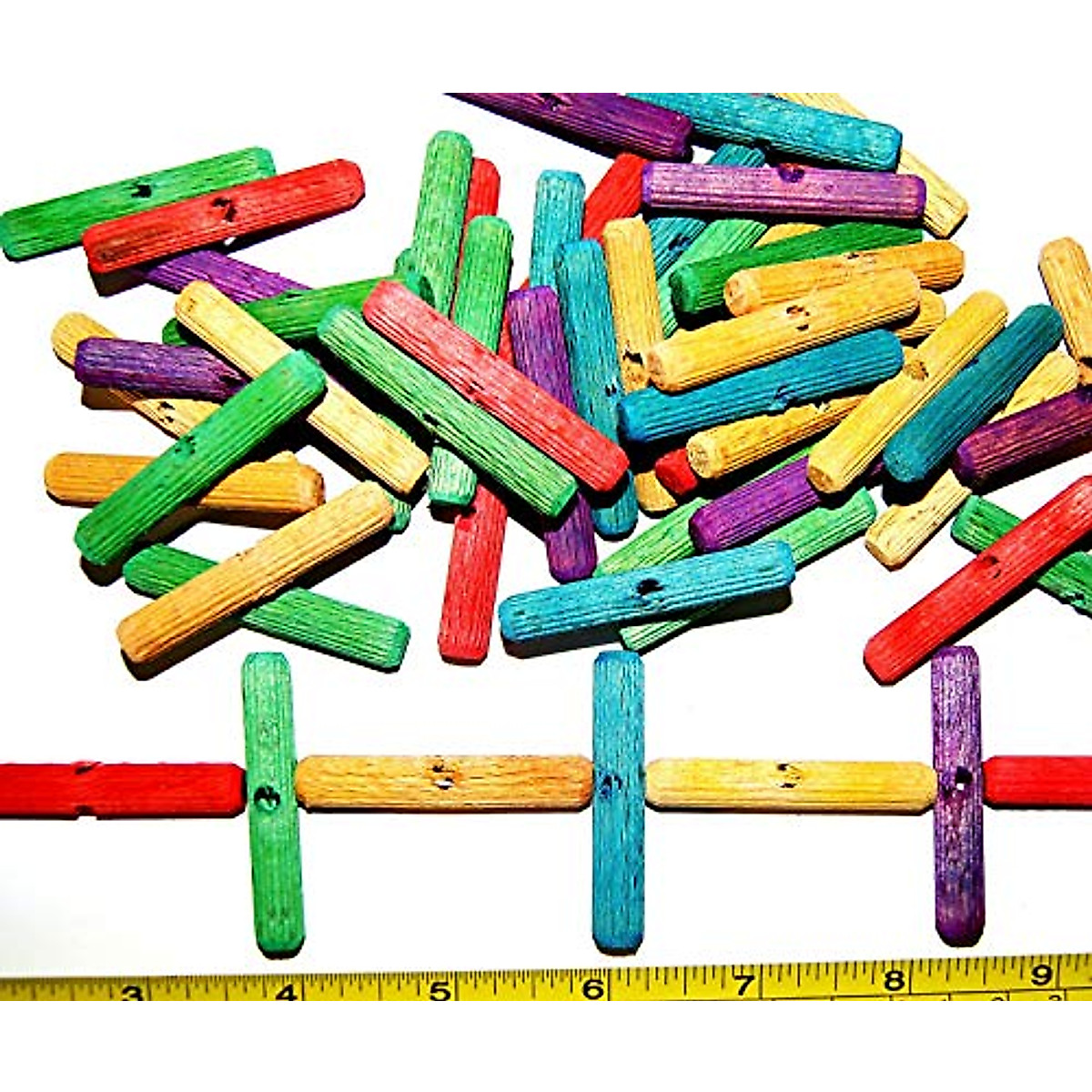 Wooden Wood Colored Blocks 50 Pins Grooved Parts for Bird parrot toys Lorie Amazon